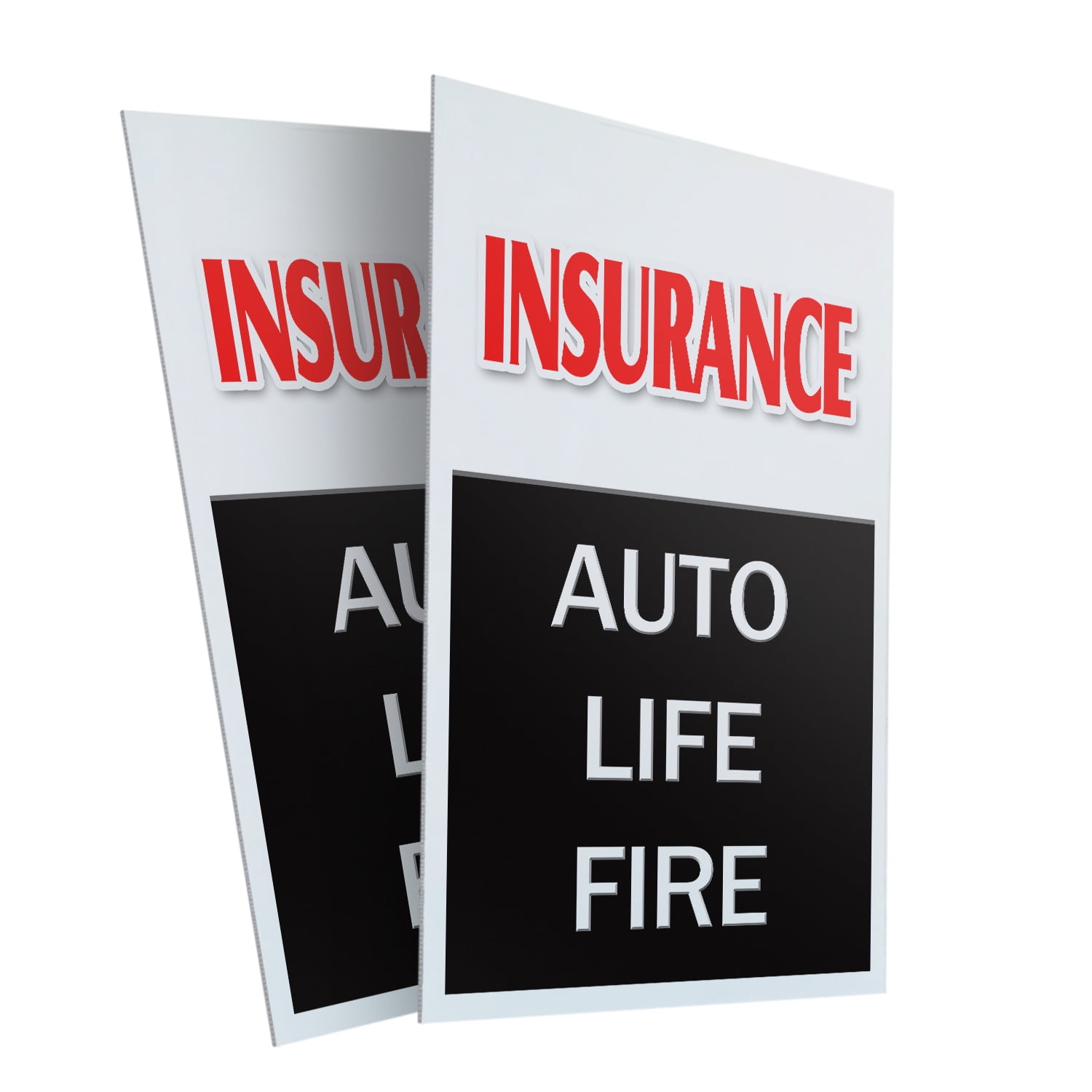 Insurance Auto Life Fire (2-PACK) 24" x 36" Plastic Signs | Sign Insert ...