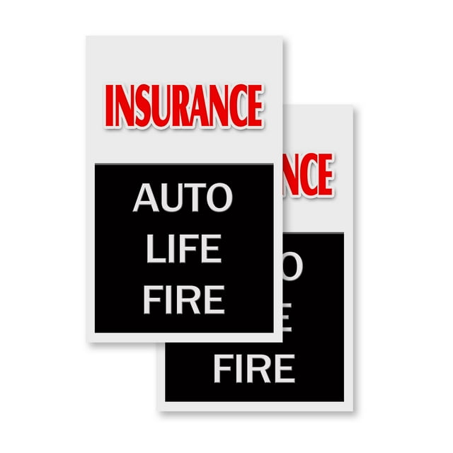 Insurance Auto Life Fire (2-PACK) 24" x 36" Vinyl Decals | Sign Insert ...