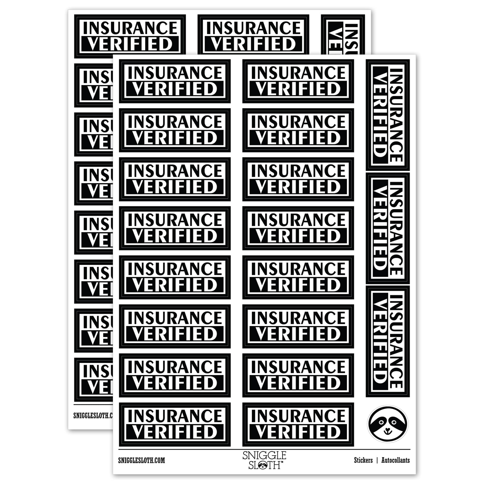 Insurance Verified Sticker Set - Black - Gloss Finish - 2.00" Large ...