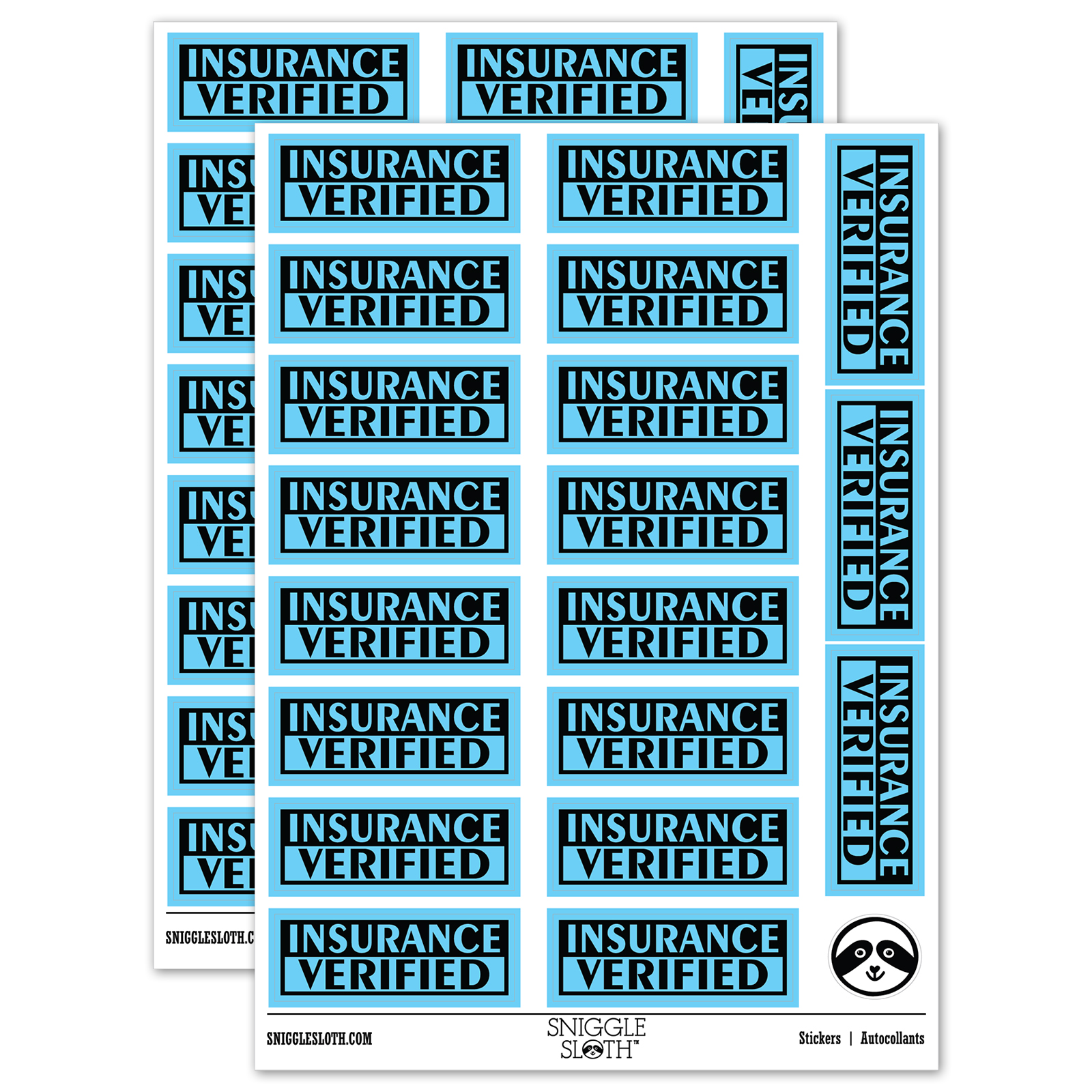 Insurance Verified Sticker Set - Light Blue - Matte Finish - 2.00 ...