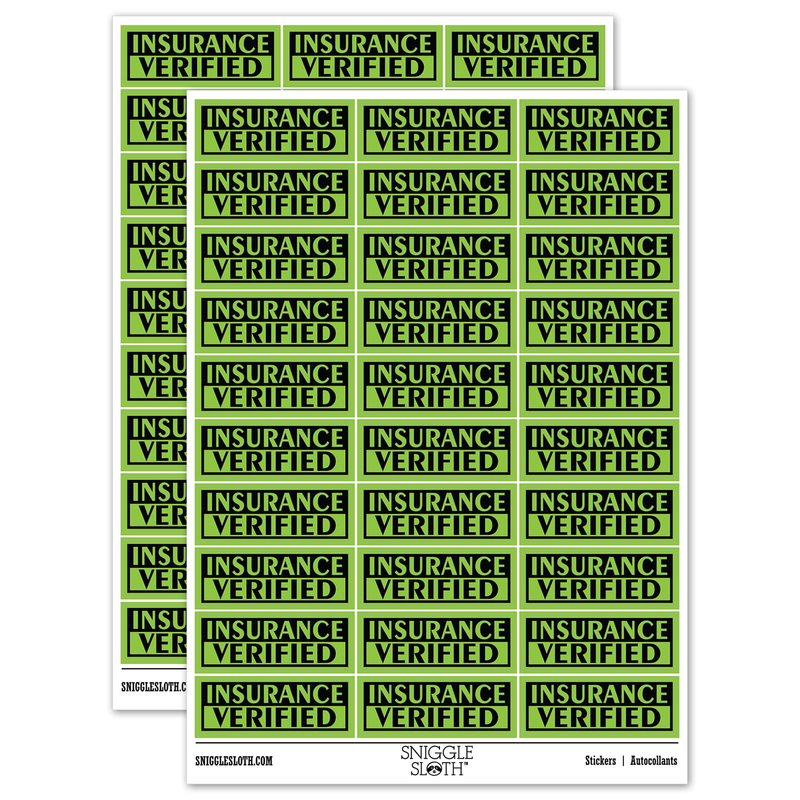 Insurance Verified Sticker Set - Light Green - Gloss Finish - 1.75 ...