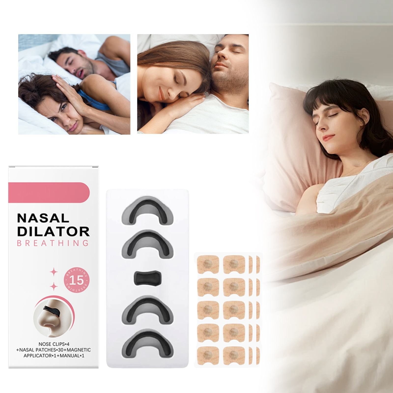 Intake Breathing Nasal Strip Kit (15 Count Black) Oxygen Intake Reduce Snoring Improve Sleep ...