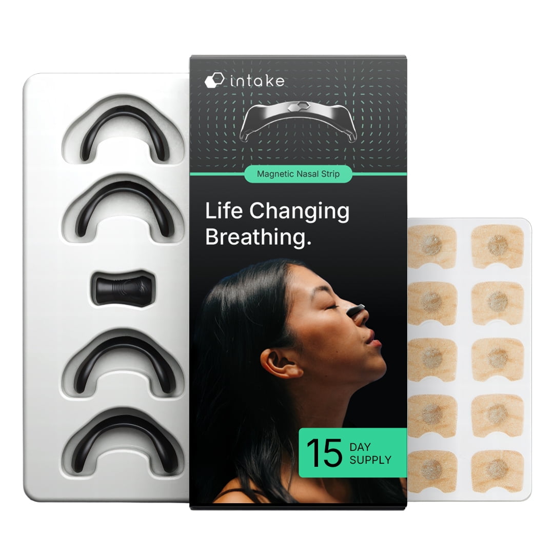 Intake Breathing Nasal Strip Starter Kit (15 Count, Black) - Boost Oxygen Intake, Reduce Snoring ...
