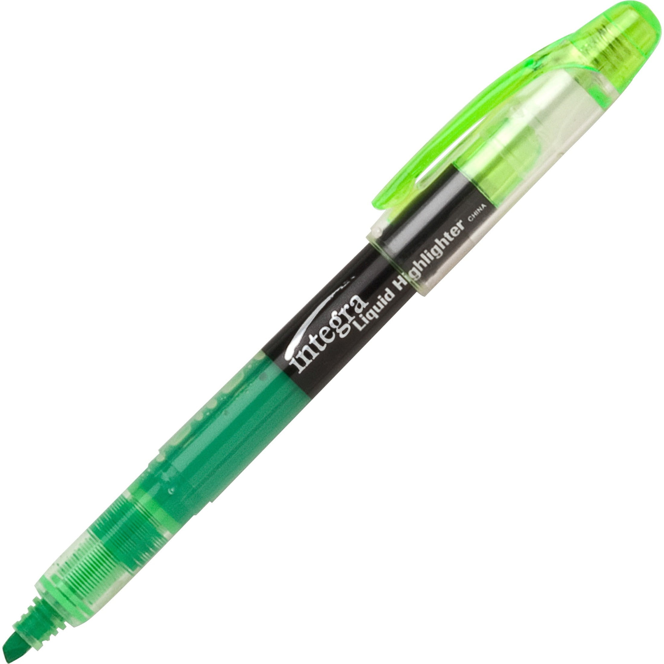 Integra Liquid Highlighters - Chisel Marker Point Style - Green - 12 ...
