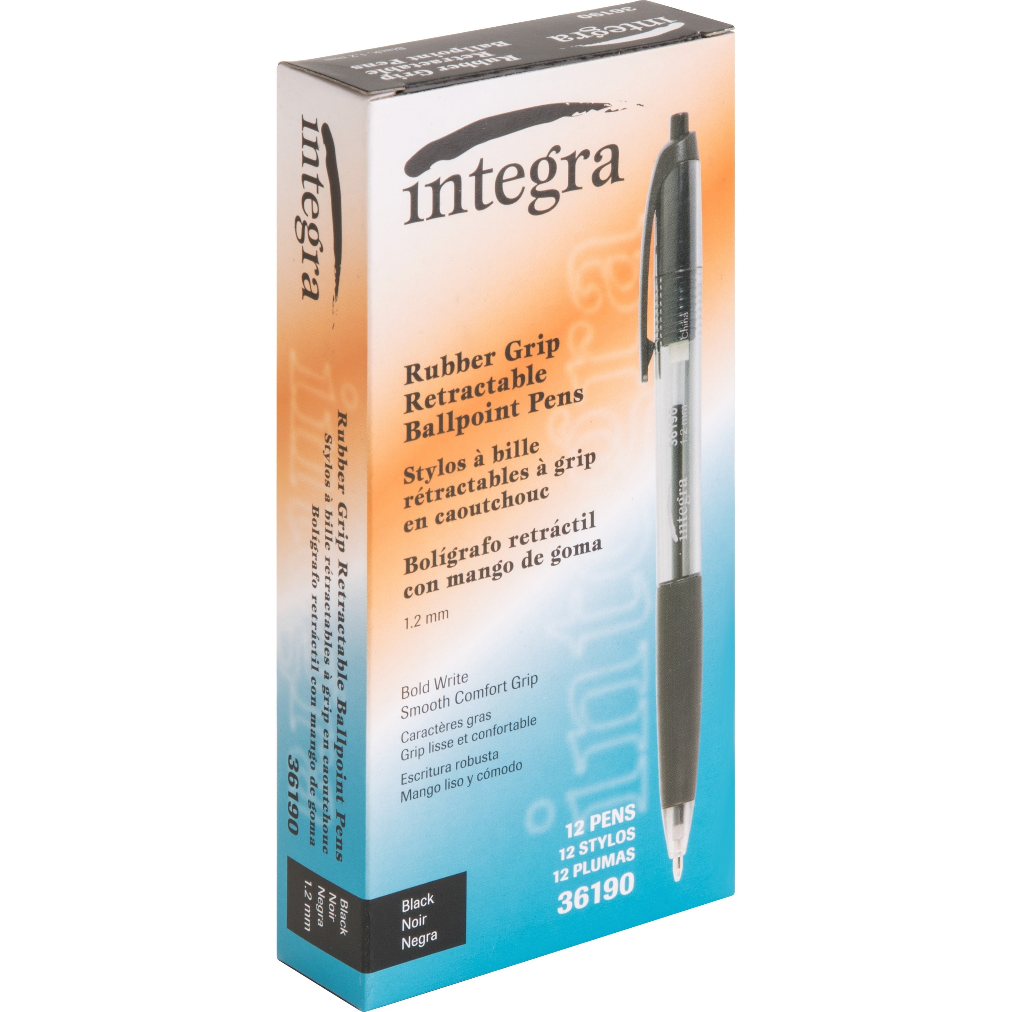 Integra Rubber Grip Retractable Ballpoint Bold Pens - Walmart.com