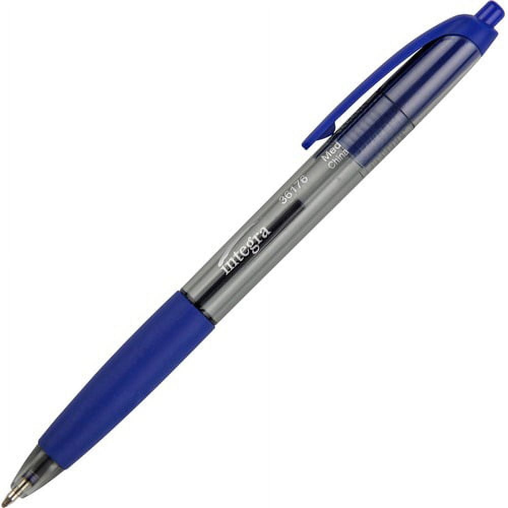 Integra Rubber Grip Retractable Pens - Medium Pen Point - 1 mm Pen ...