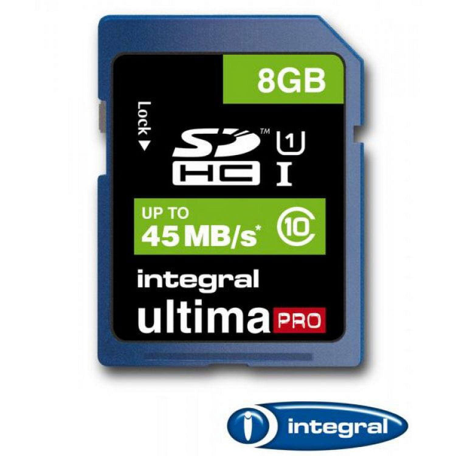 Integral 8GB Ultima Pro SDHC UHS-1 Memory Card Class 10 High Speed 45MB ...