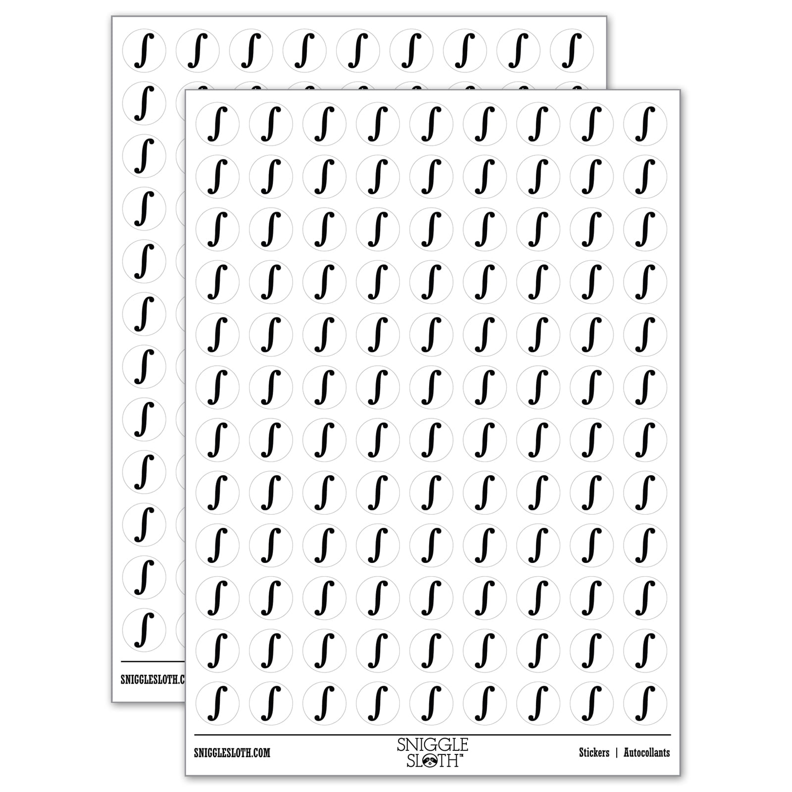 Integral Math Symbol 200+ Round Stickers - White - Gloss Finish - 0.50 ...