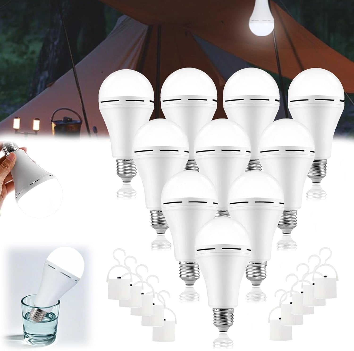 Integralz Rechargeable Emergency Light Bulbs,3 Brightness Levels,12w 4 ...