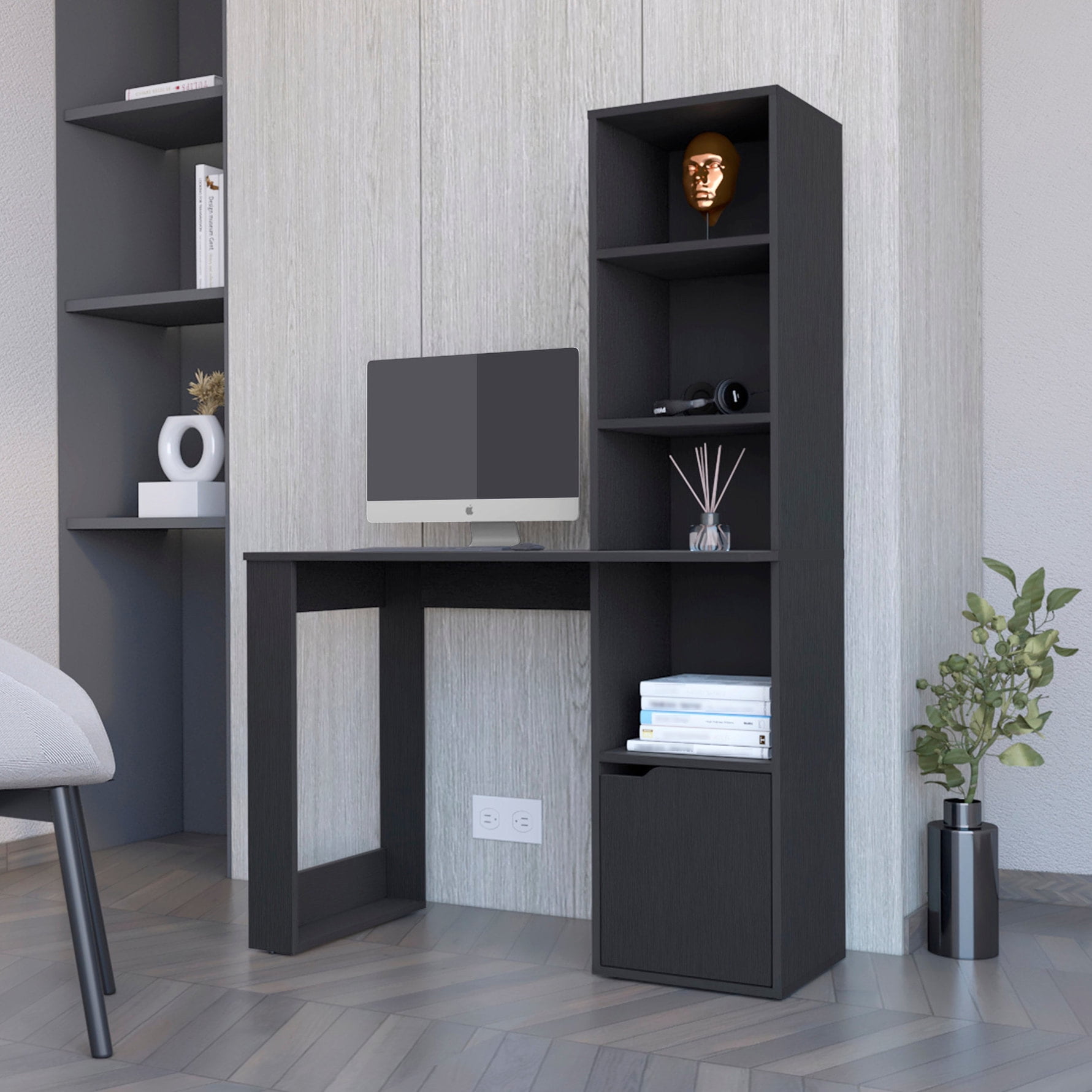 Integrated Bookcase and Cabinet - Home Office, Productive Workday ...