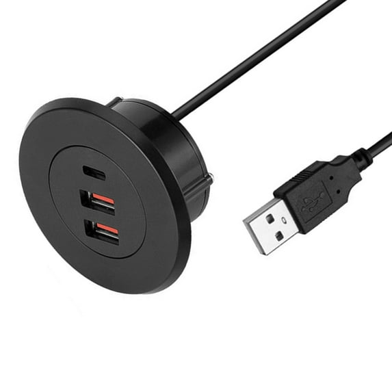 Integrated Desk Charger with USB and Type C Outputs, Round Embedded ...