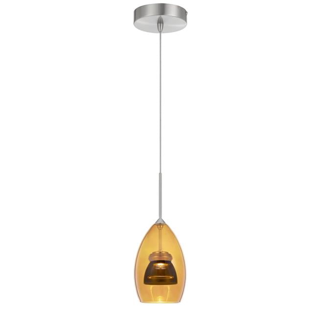 Integrated Dimmable LED Double Glass Mini Pendant Light, Amber & Smoke ...