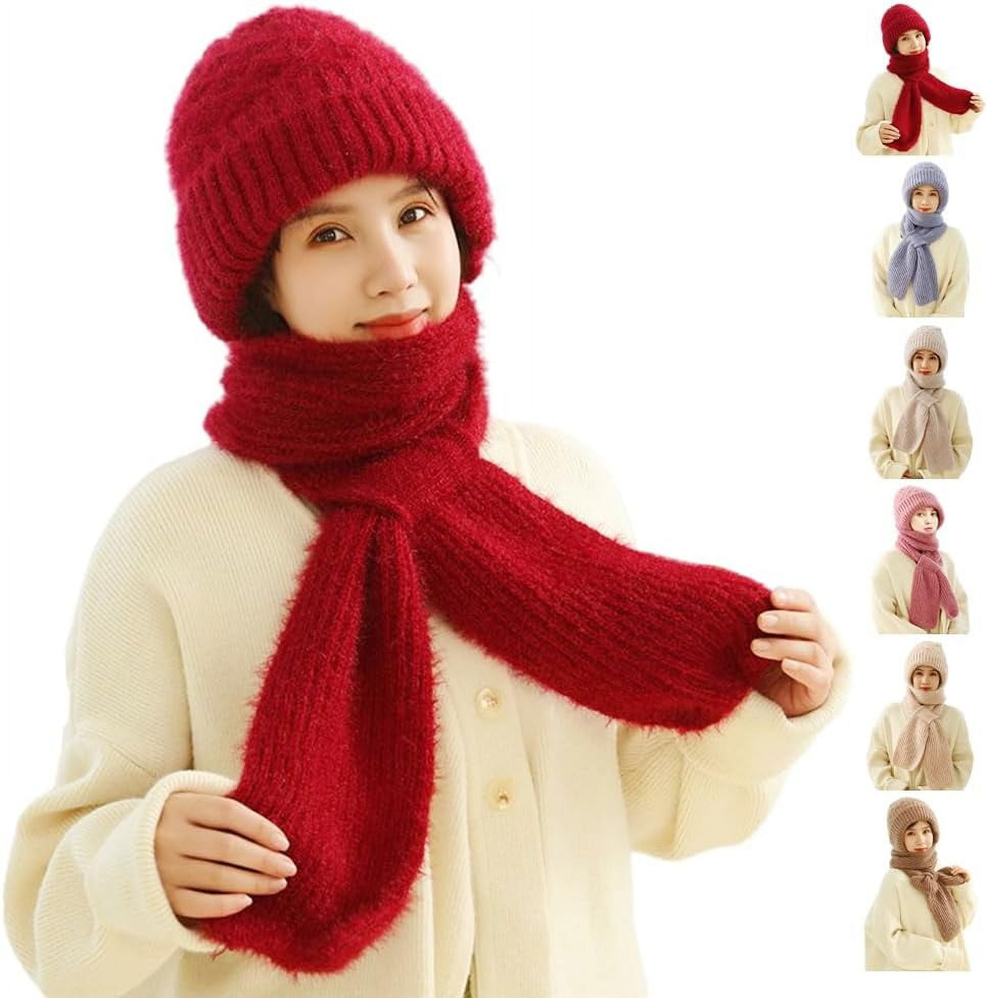 Integrated Ear Protection Windproof Cap Scarf, Winter Hats for Women ...