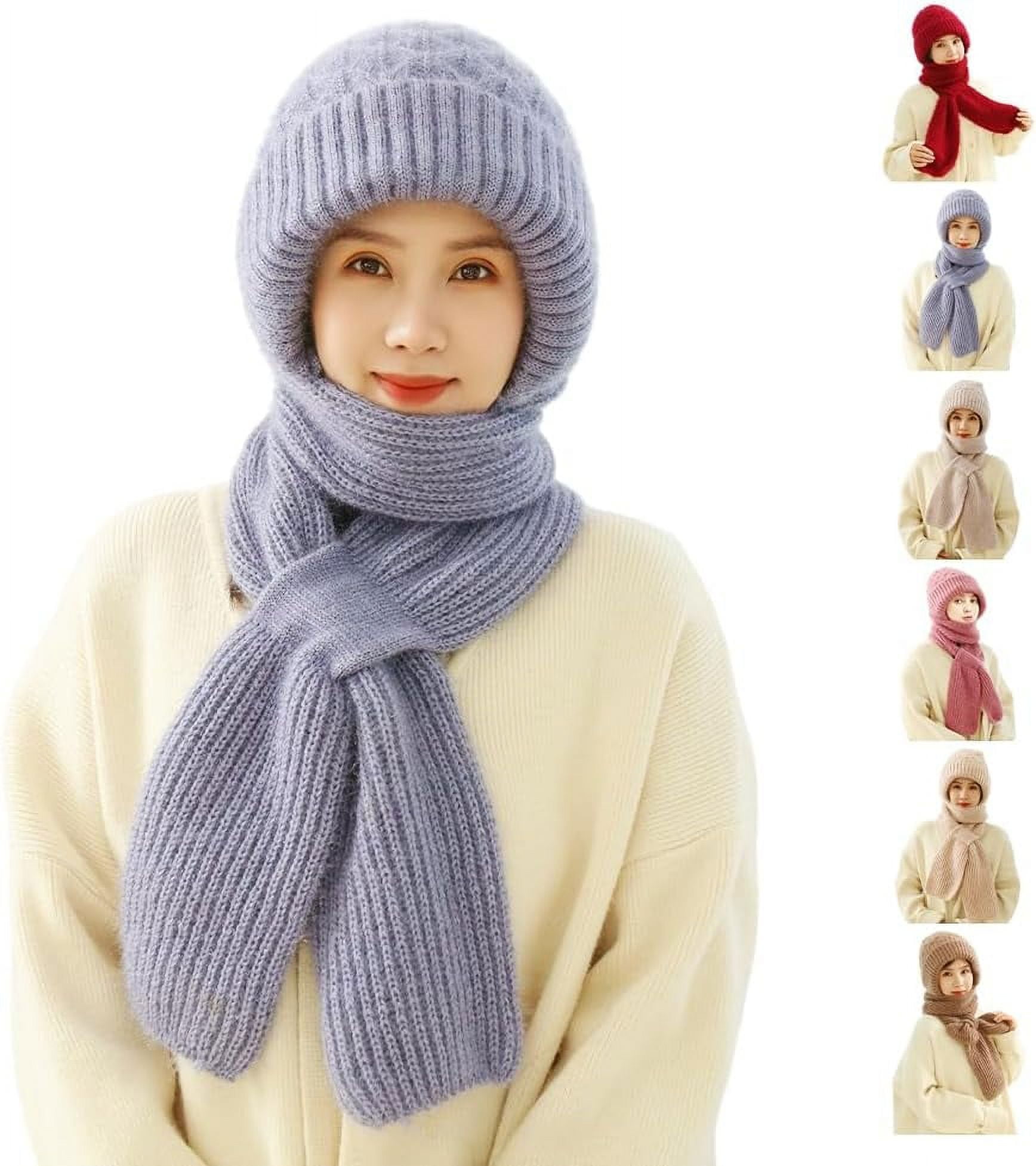 Integrated Ear Protection Windproof Cap Scarf, Winter Hats for Women ...