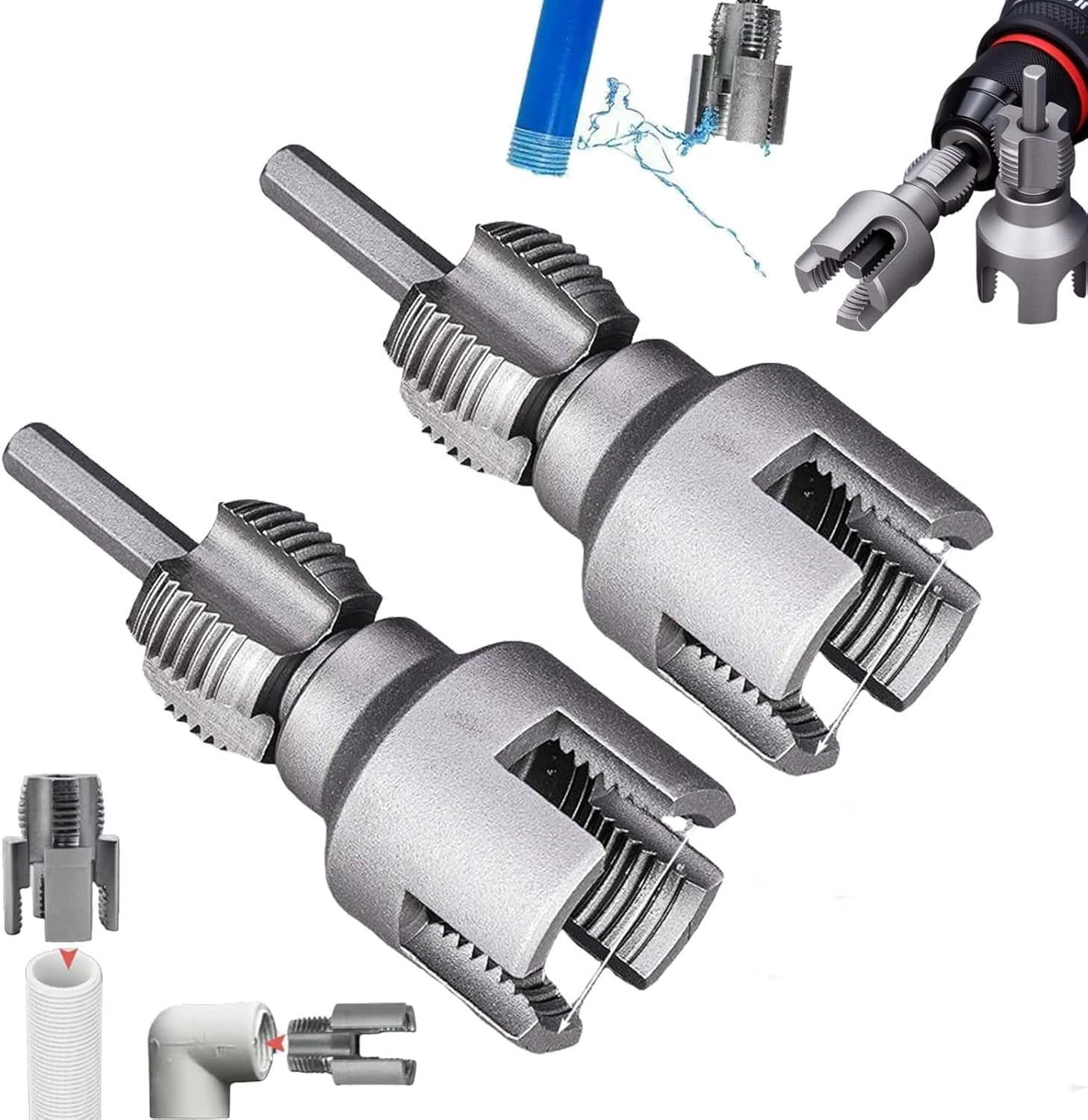 Integrated Internal & External Pipe Threading Tool, 1/2'' 3/4'' 1 ...