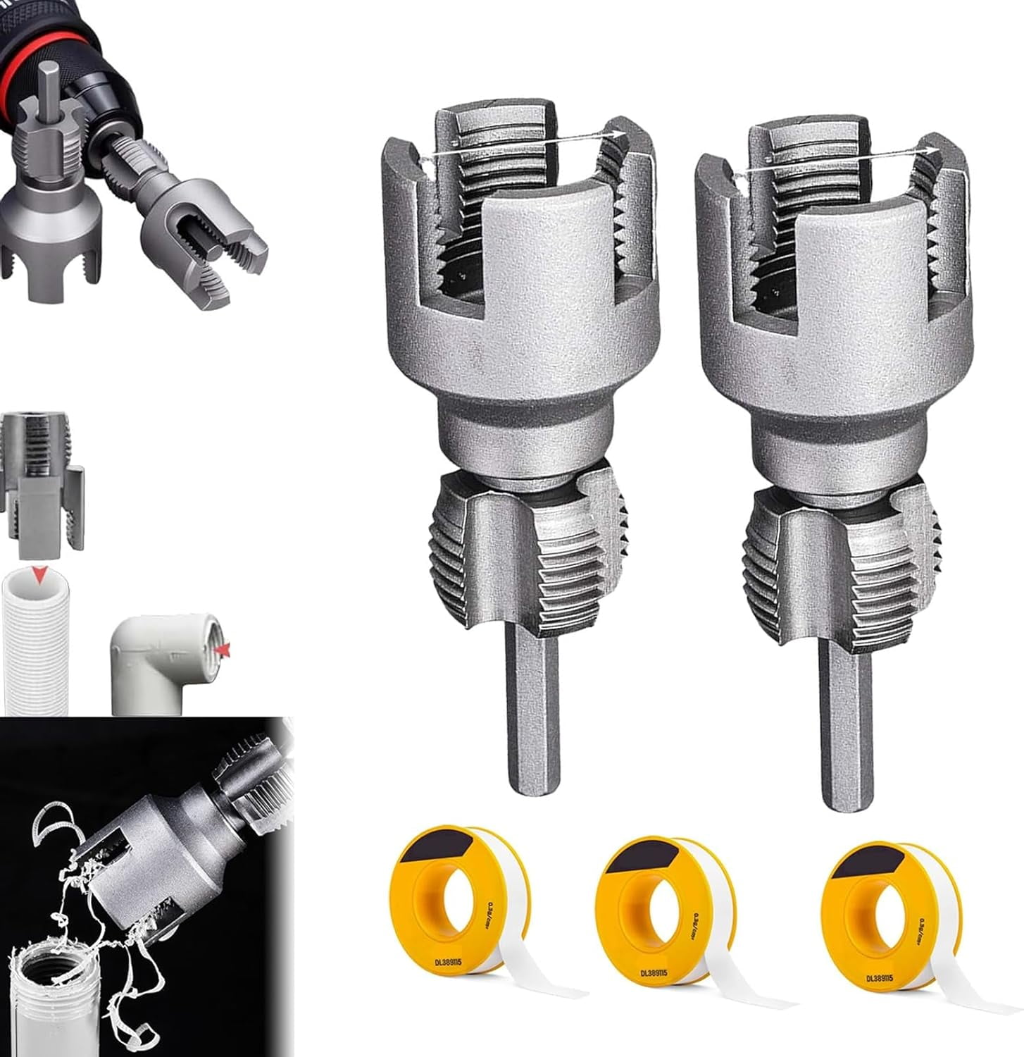 Integrated Internal & External Pipe Threading Tool,1/2'' 3/4'' Dies,Dual-Function Pipe Thread ...