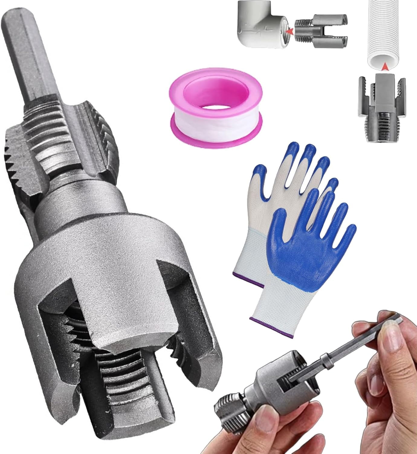 Integrated Internal & External Pipe Threading Tool, 1/2'' And 3/4 ...