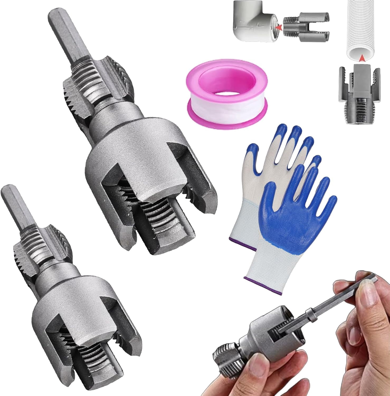 Integrated Internal & External Pipe Threading Tool, 1/2'' And 3/4 ...