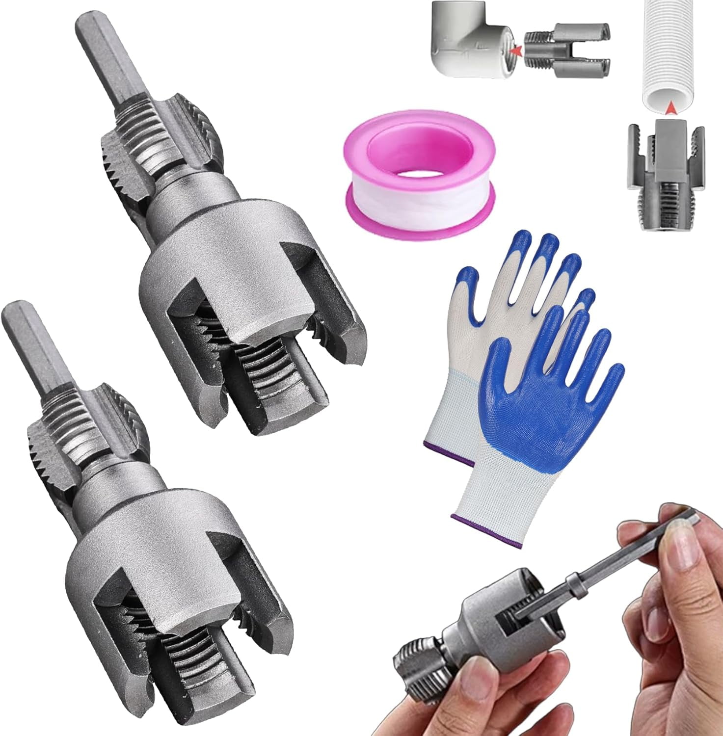 Integrated Internal & External Pipe Threading Tool, 1/2'' And 3/4 ...