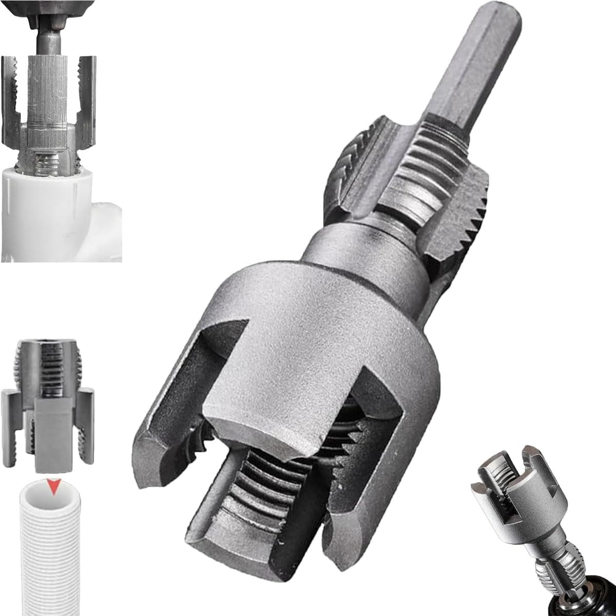 Integrated Internal & External Pipe Threading Tool, Electric Drill Compatible 2-in-1 PVC Pipe ...