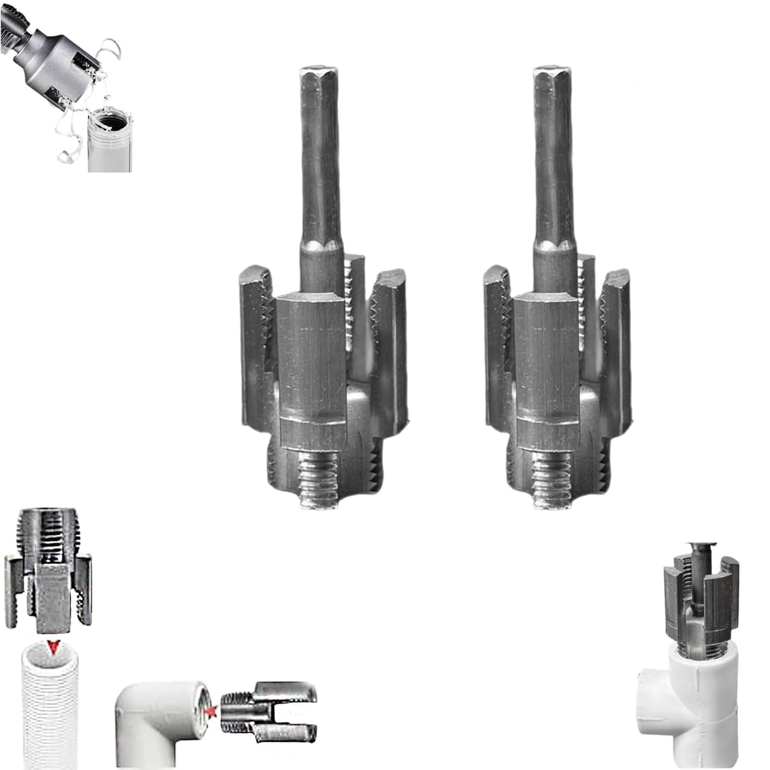 Integrated Internal & External Pipe Threading Tool, Electric Drill Compatible PVC Pipe Threader ...