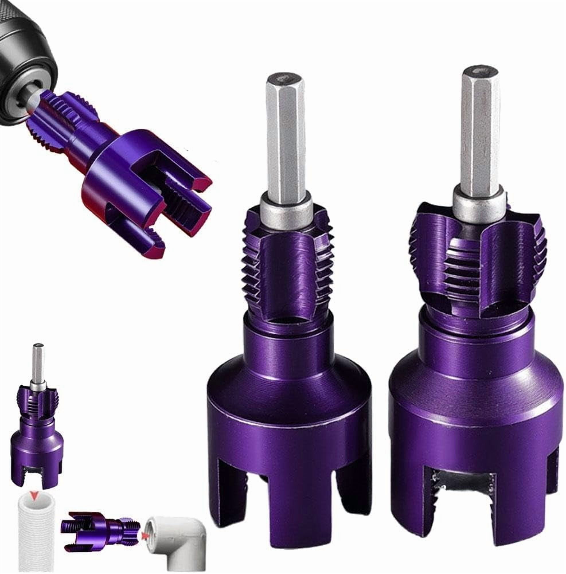 Integrated Internal & External Pipe Threading Tool, Purple 1/2" & 3/4 ...