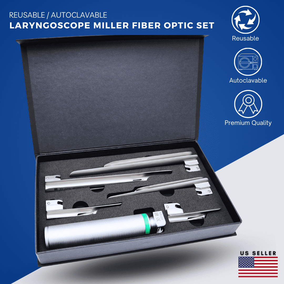 Integrated Laryngoscope Miller Blade Set Fiber Optic EMT Anesthesia ...
