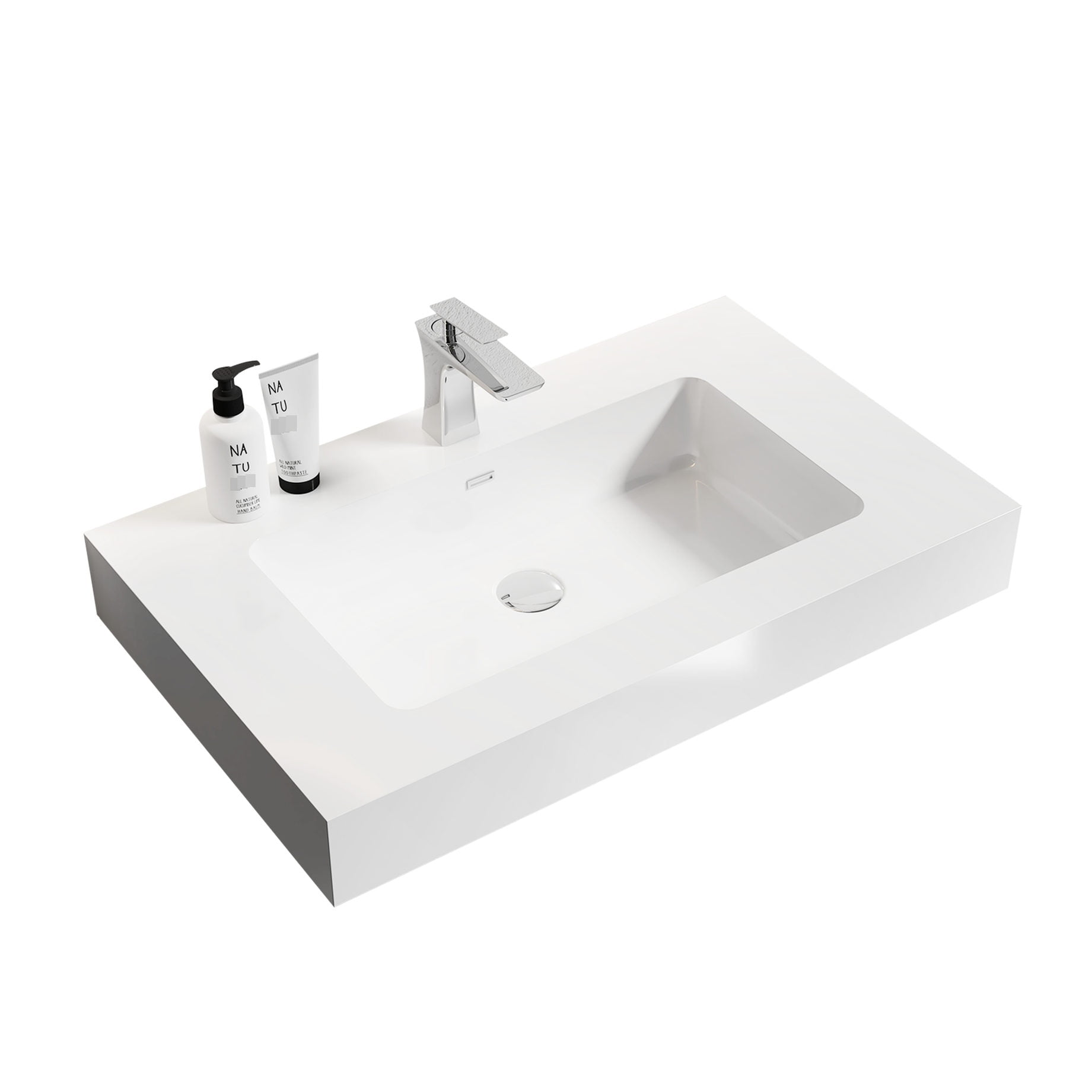 Integrated Solid Surface White Basin | Modern Look to Beautify Bathroom ...