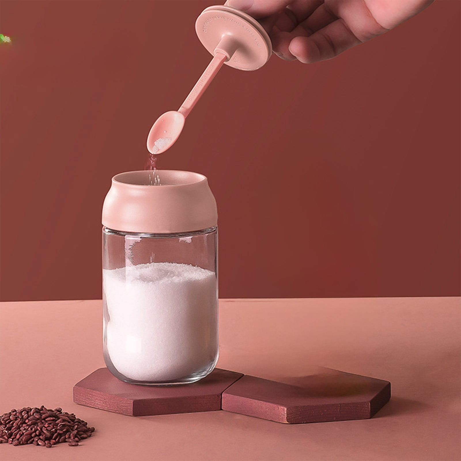 Integrated Spoon Lid Seasoning Jar, Glass Seasoning Bottle, Modern ...