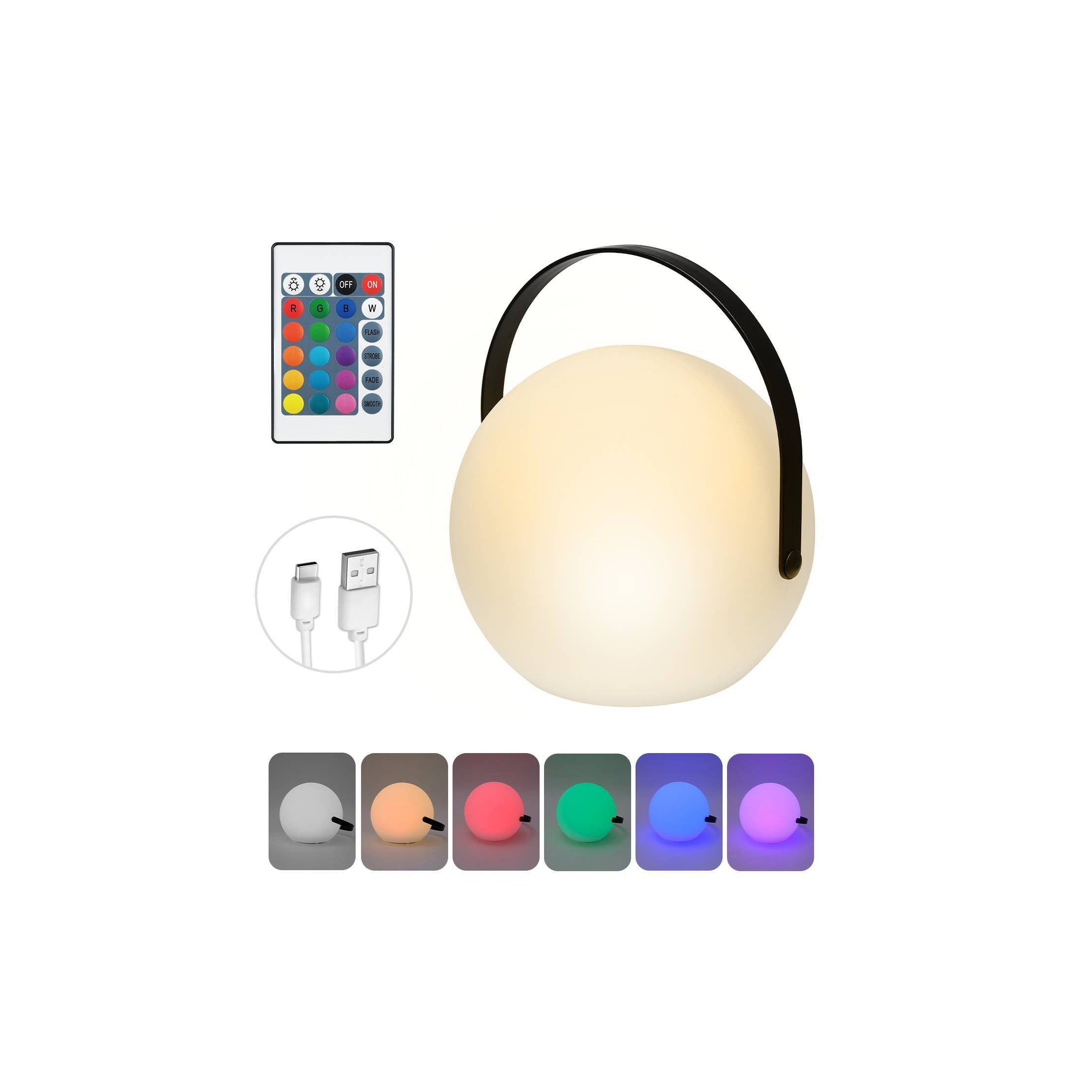 Integrated USB Rechargeable Color Changing Portable Sphere Table Lamp ...