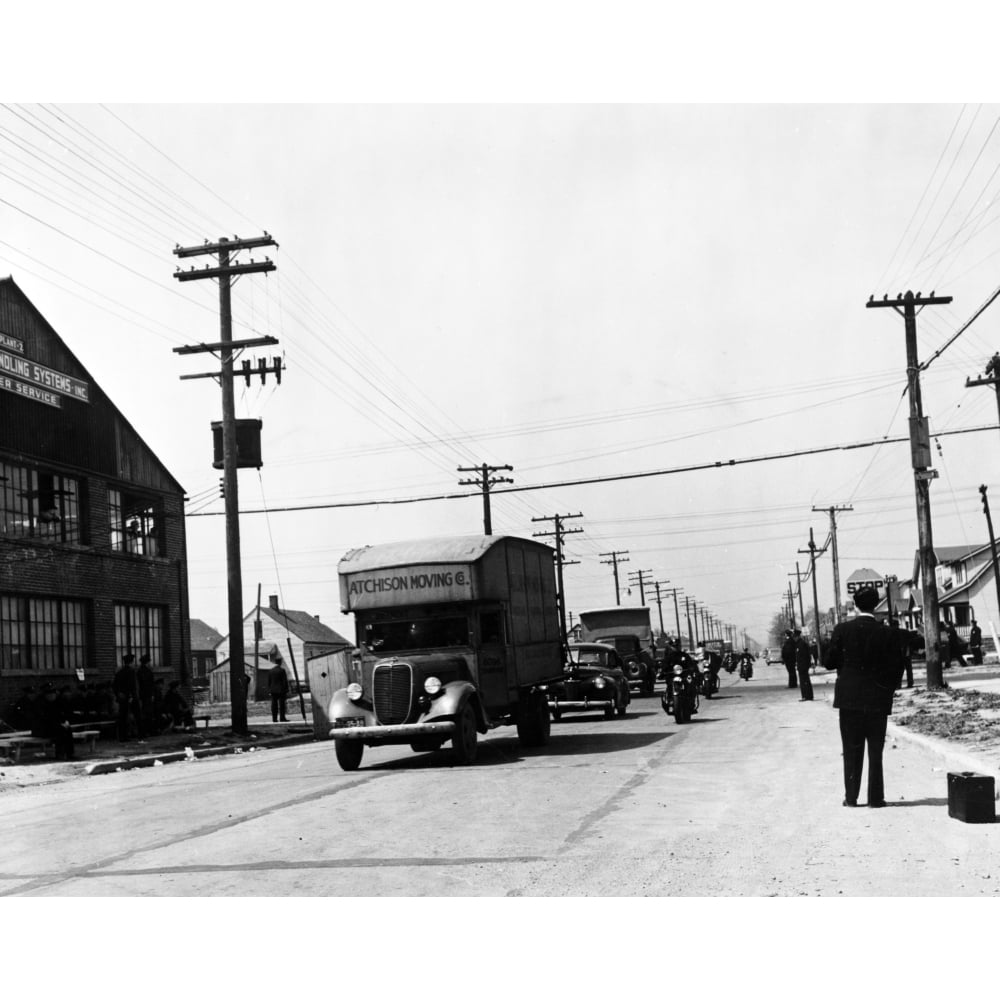 Integration. A Convoy Of African-American Moving Trucks Protected By ...