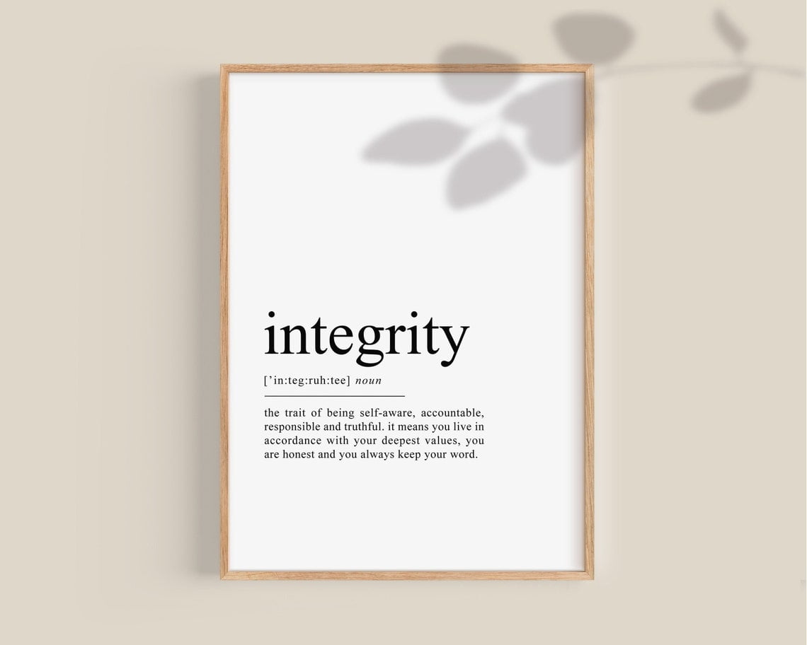 Integrity Definition Poster, Integrity Quote, Office Wall Art ...