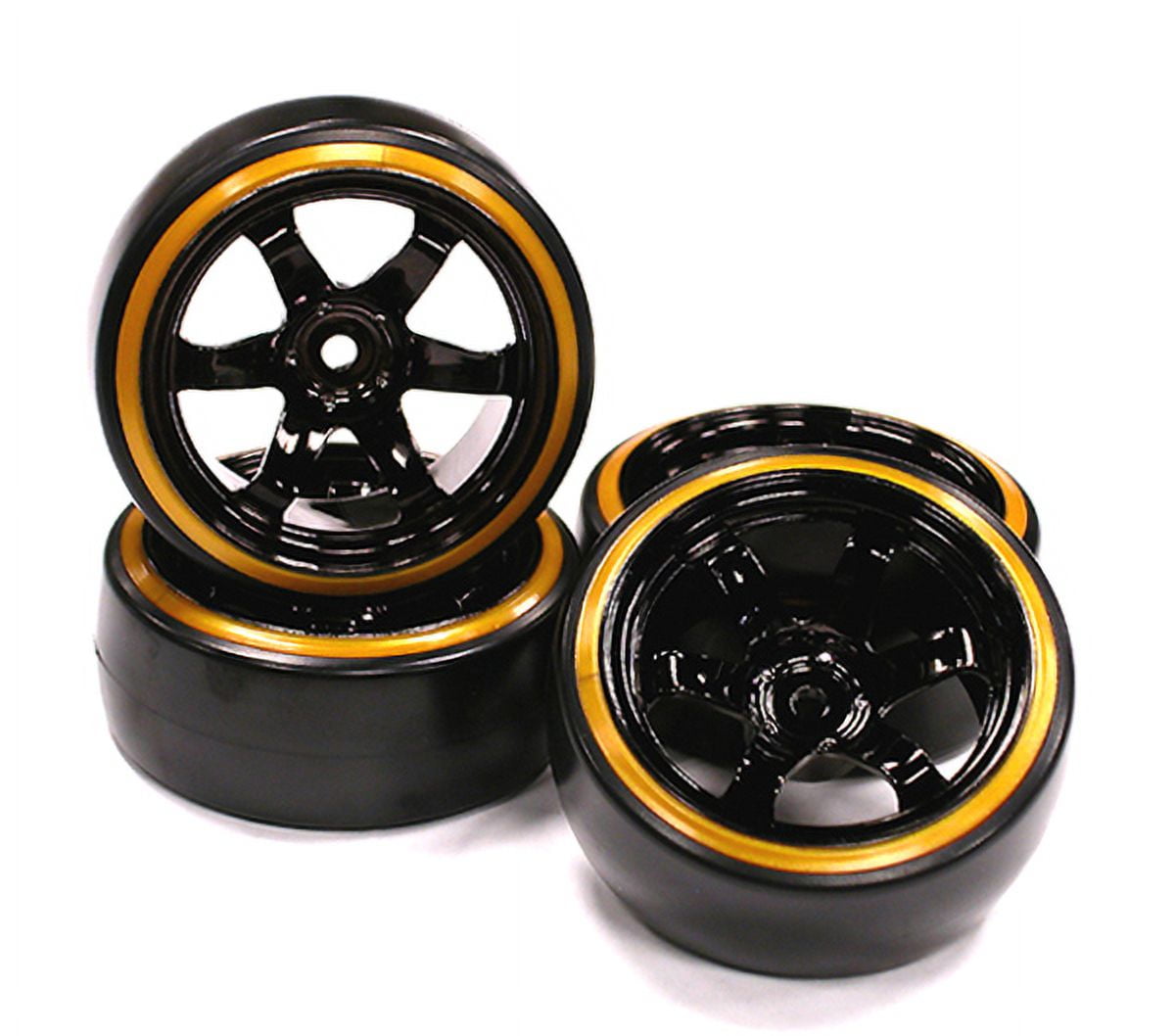 Integy RC Toy Model Hop-ups C23624GOLD Black Color 6 Spoke Wheel w ...