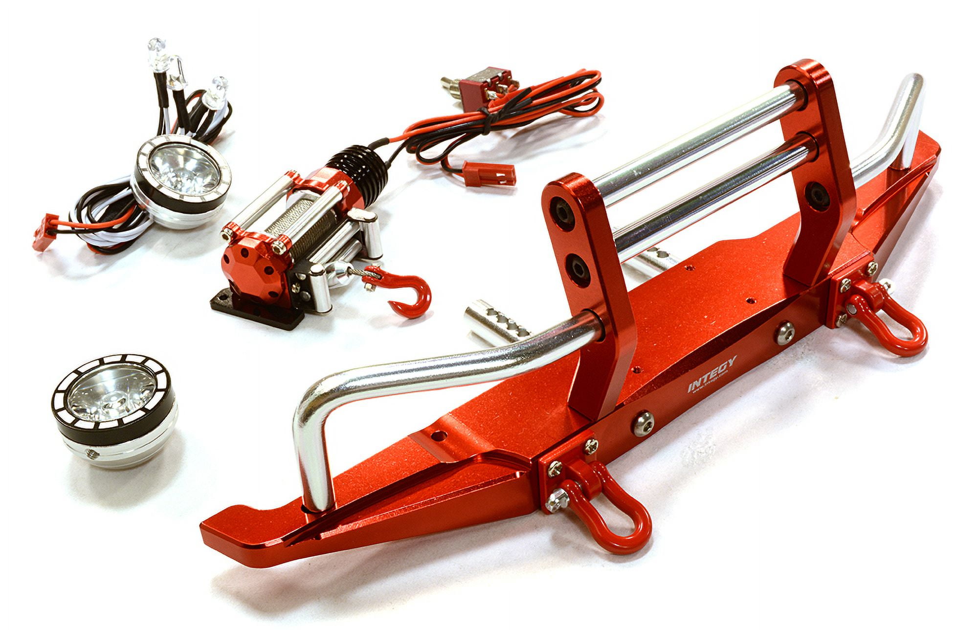 Integy RC Toy Model Hop-ups C26546RED Machined Front Bumper w/ Winch ...