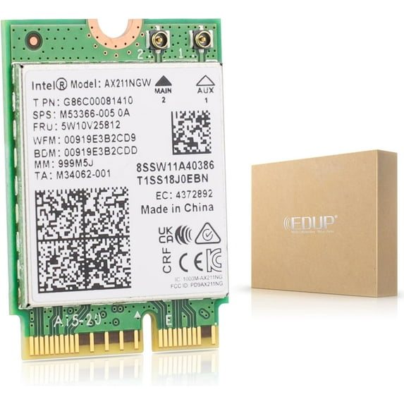 Intel AX211NGW Wi-Fi 6 Wireless Card M.2 CNVio2 Bluetooth 5.3 Tri Band 2.4/5/6 GHz Network ...