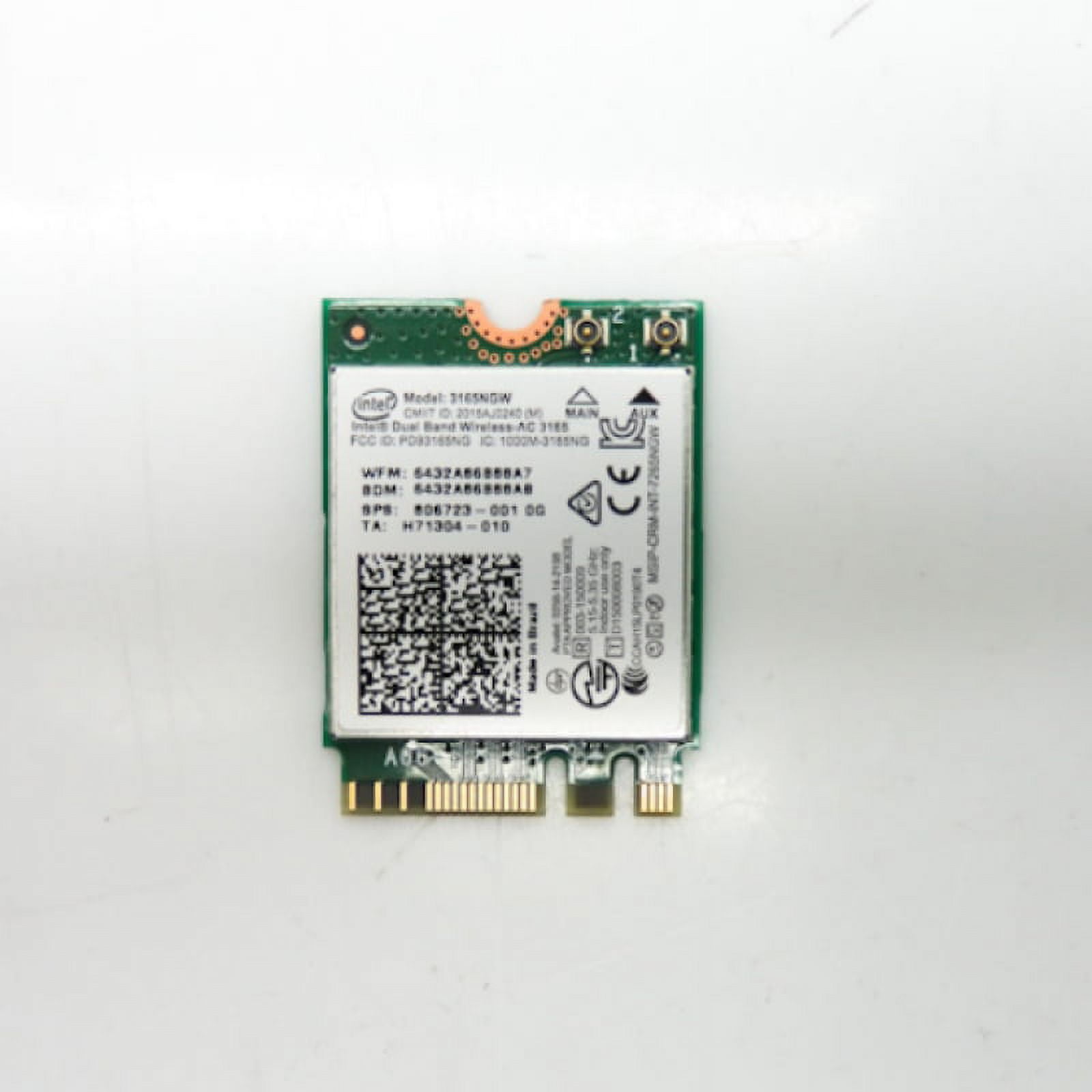 Intel Dual Band Wireless-AC 3165 Model: 3165NGW HP SPS: 806723-001 ...