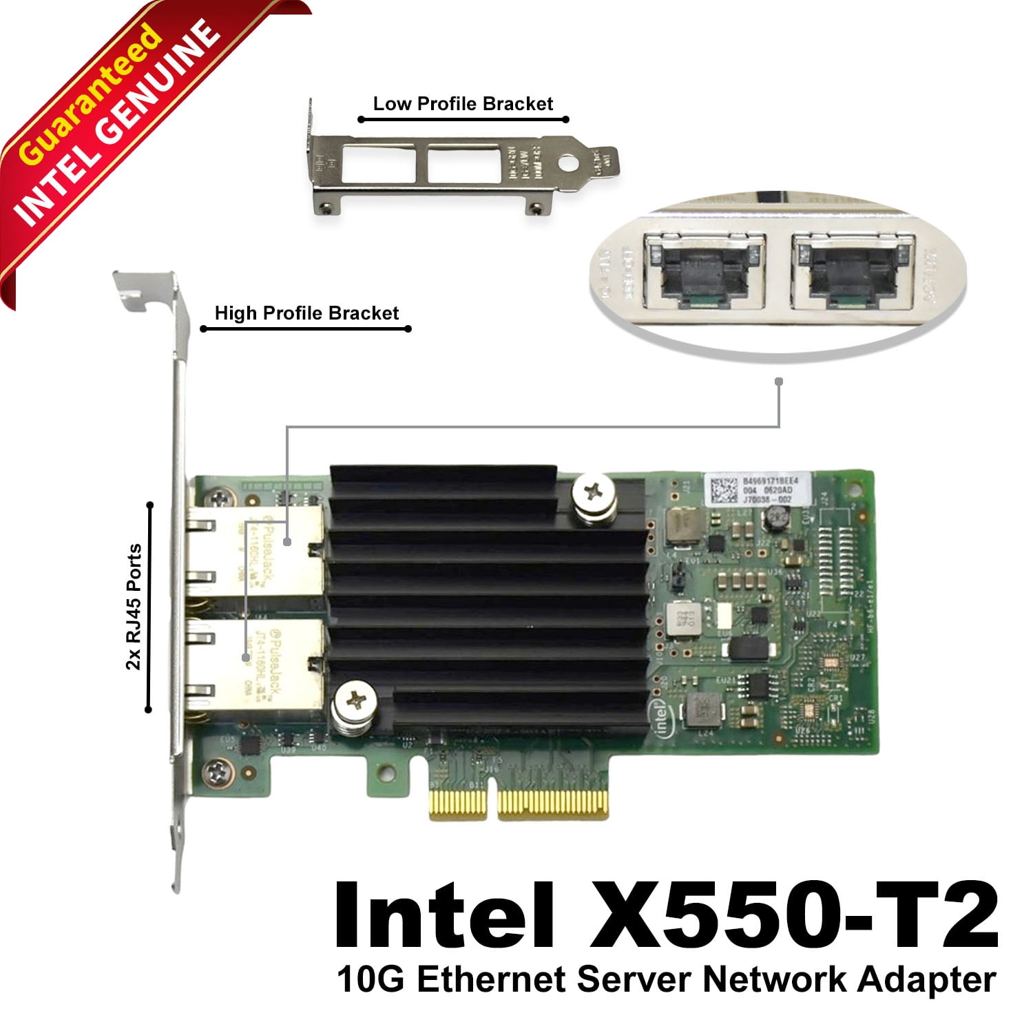 Intel X550-T2 Dual-Port 10G Ethernet Network Card, New - Walmart ...