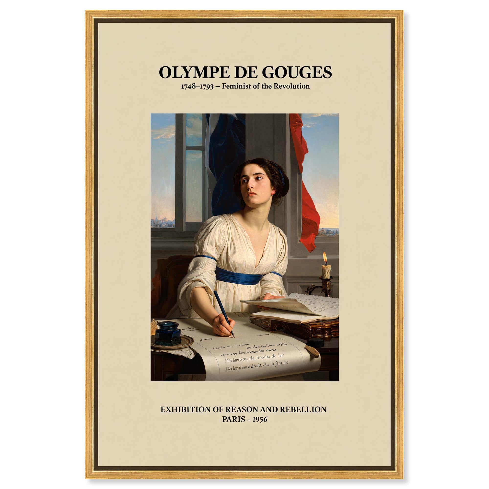 Intellectual Olympe Canvas Famous Women Poster by Art Remedy, Gold ...