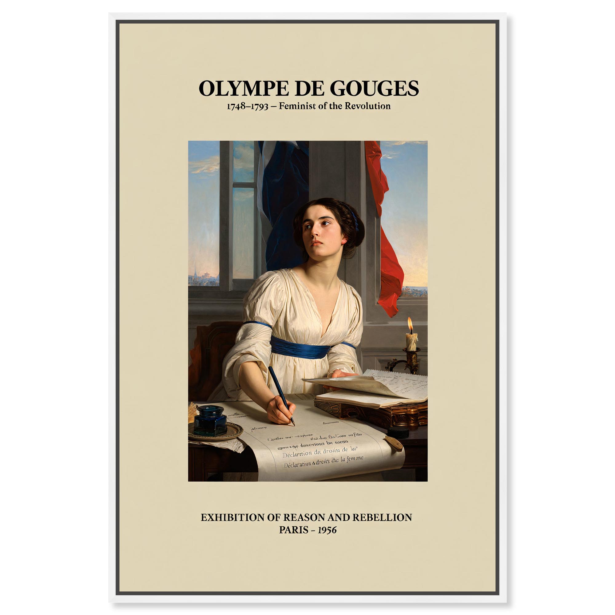Intellectual Olympe Canvas Famous Women Poster by Art Remedy, White ...