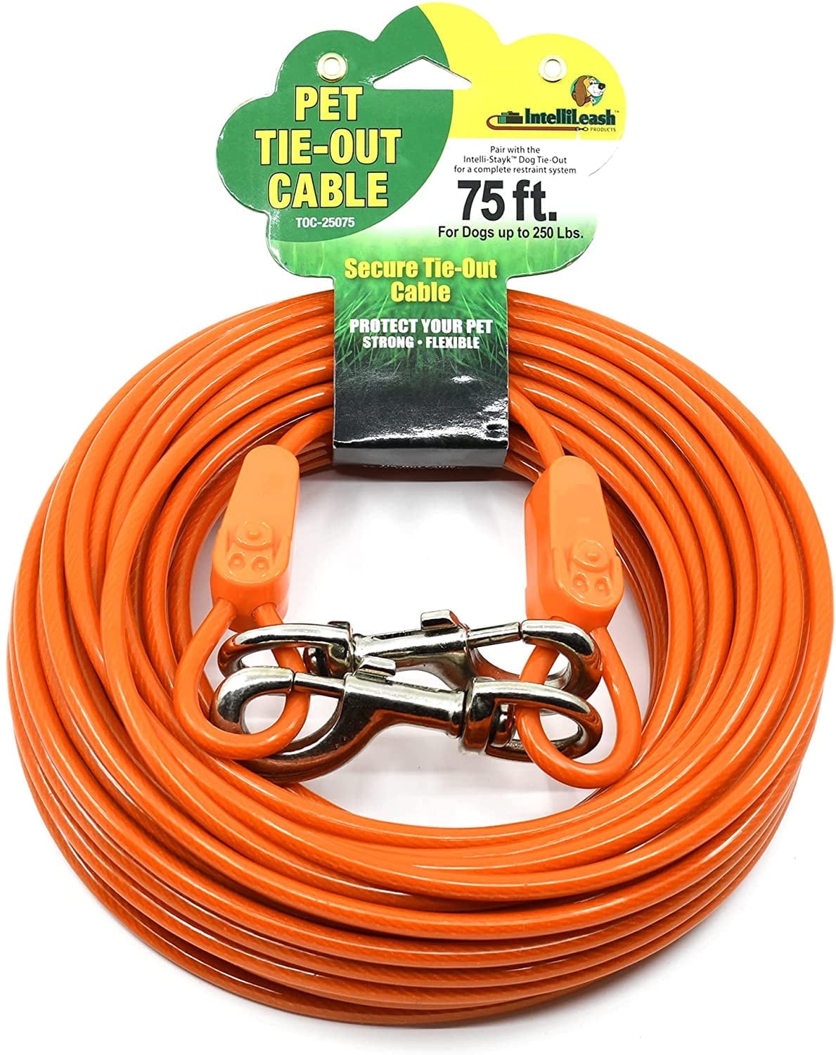IntelliLeash 75FT Tie-Out Cables for Large Dogs - Strong, Safe, and ...