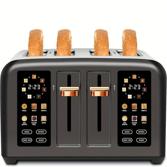 Intelligent 4-Slice Dual-Control Touch Screen Toaster, 7 Shade Settings ...