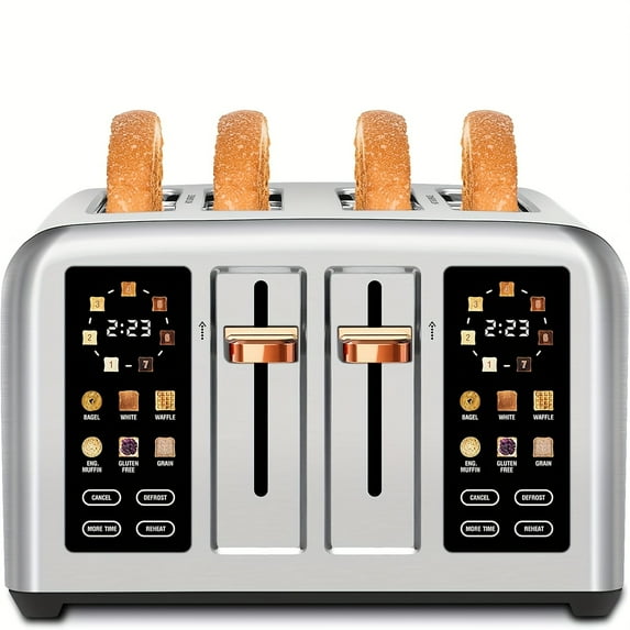 Intelligent 4-Slice Dual-Control Touch Screen Toaster, 7 Shade Settings ...