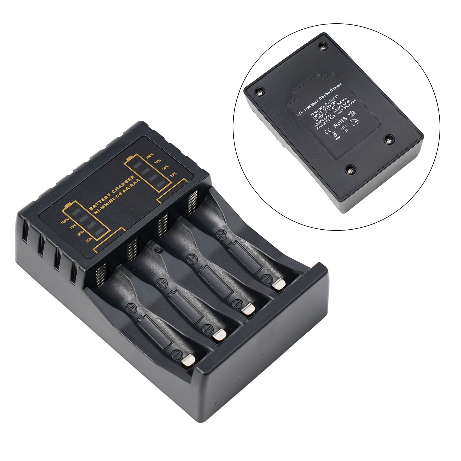 Intelligent Battery Charger 4 Slot for AA AAA NI-CD NI-MH Rechargeable ...