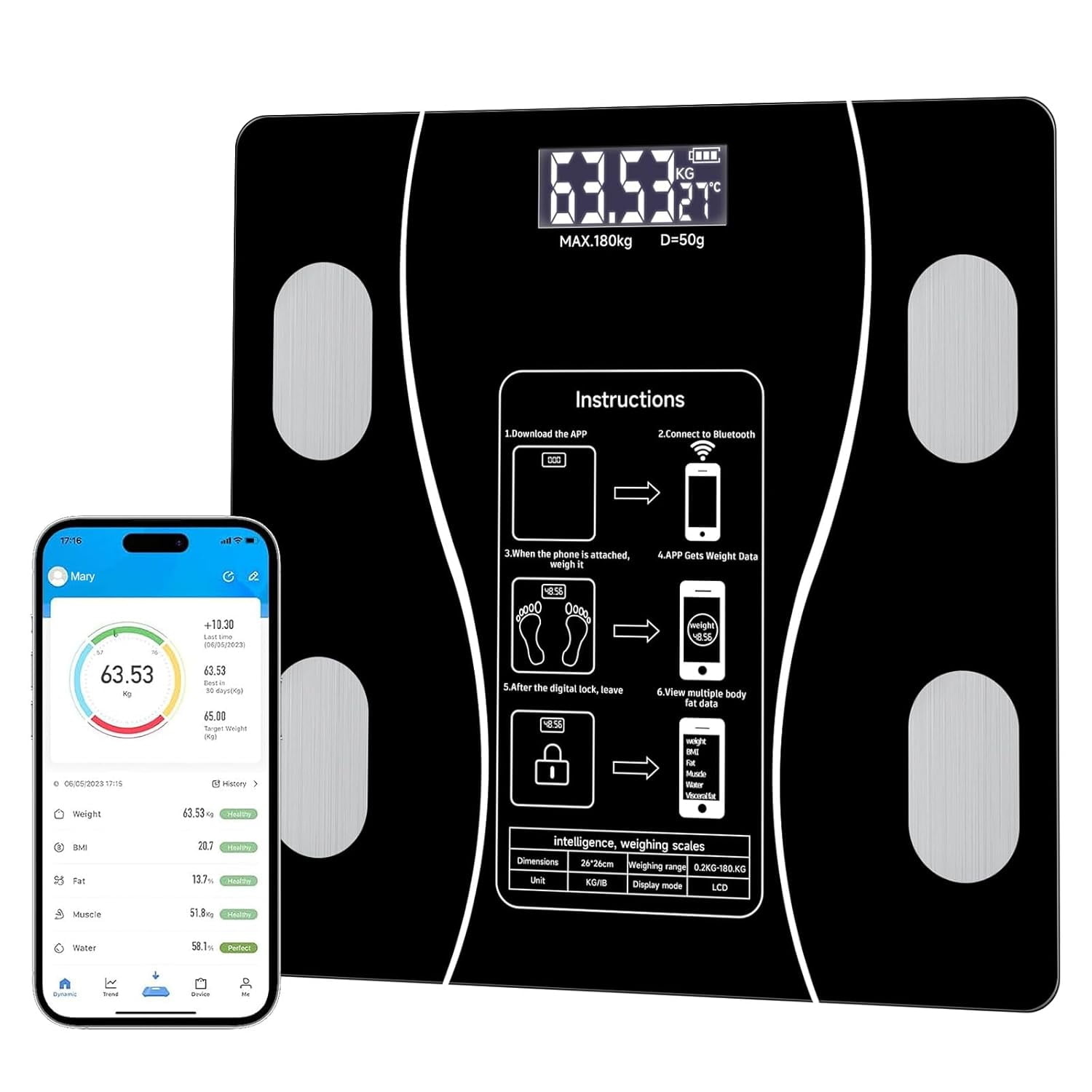 Intelligent Body Fat Scale, a Simple and Practical Digital Scale That can be Connected to a ...