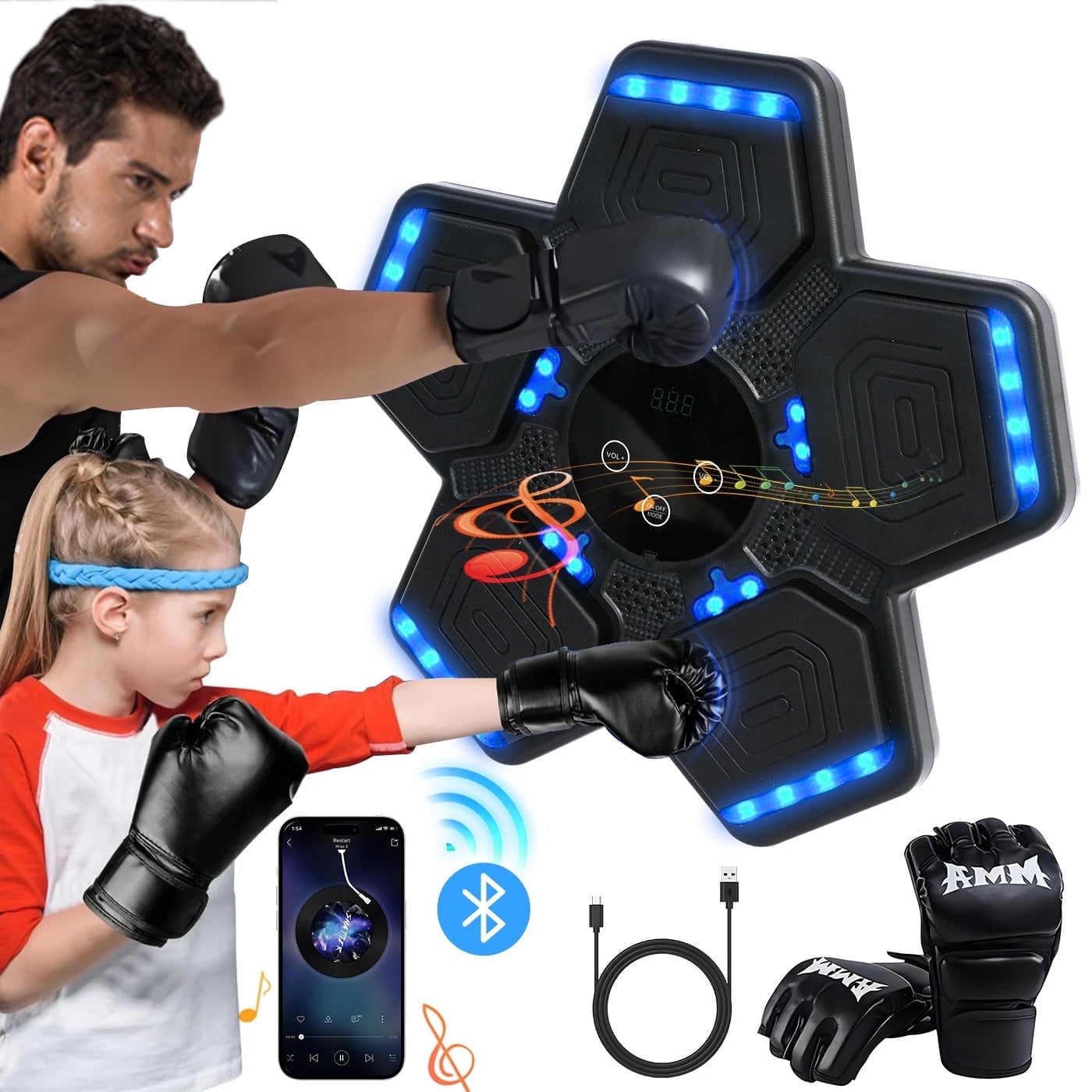 Rican Intelligent Boxing Machine Exerciser with Gloves, Bluetooth and ...