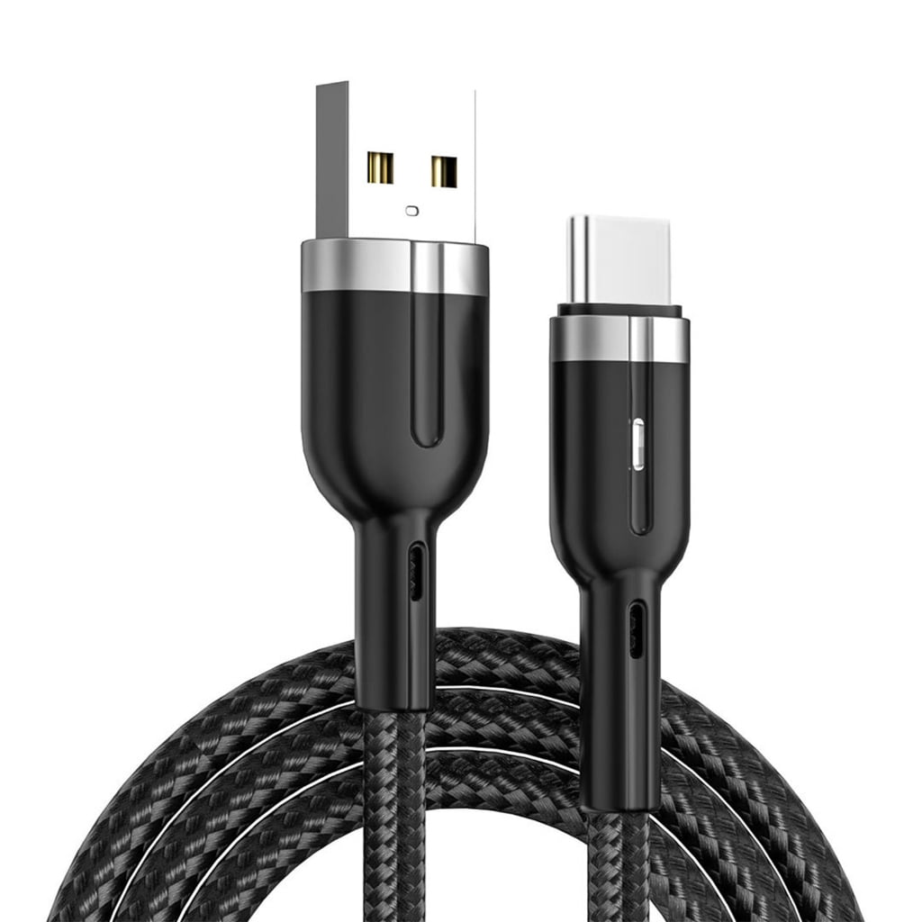 Intelligent Braided Type C Charging Cable With LED Light Indicator And ...