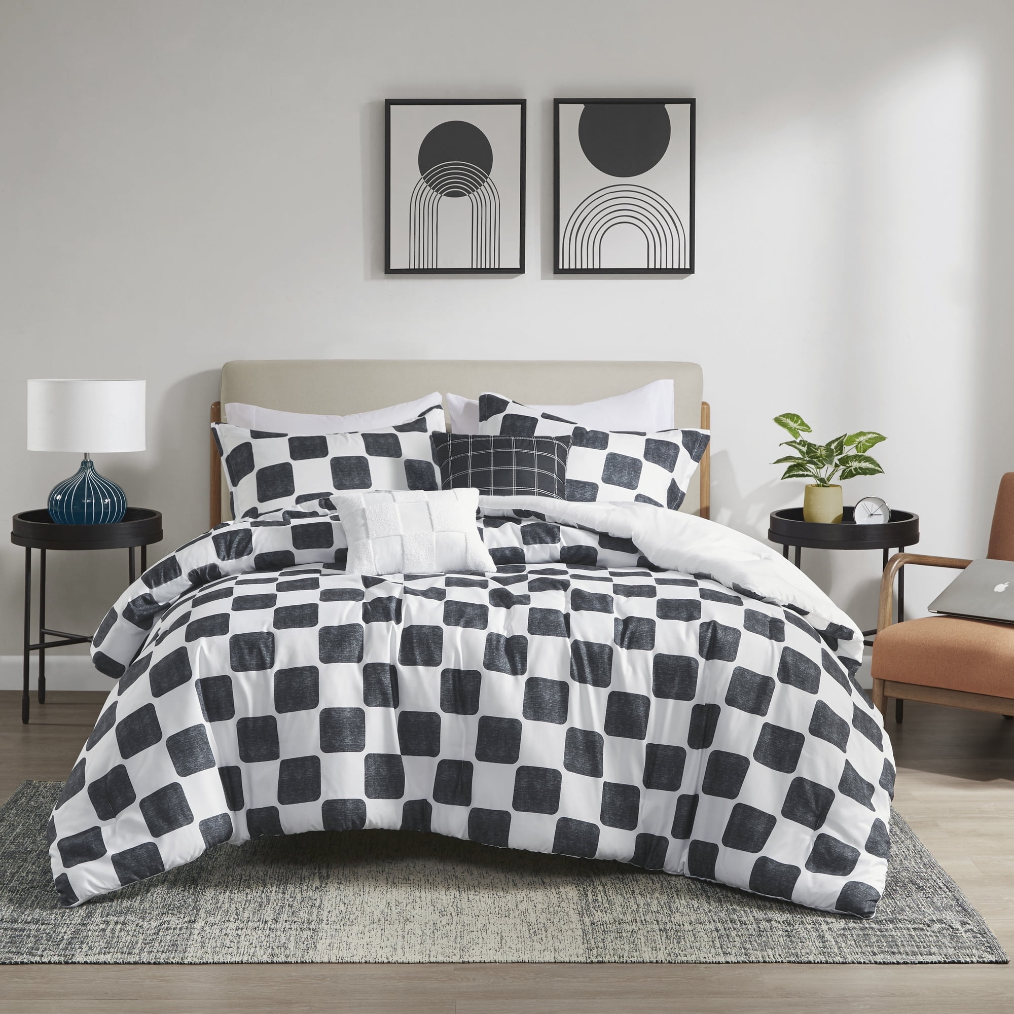 Intelligent Design 5 Piece Full/Queen Size Printed Bedding Set, Black ...