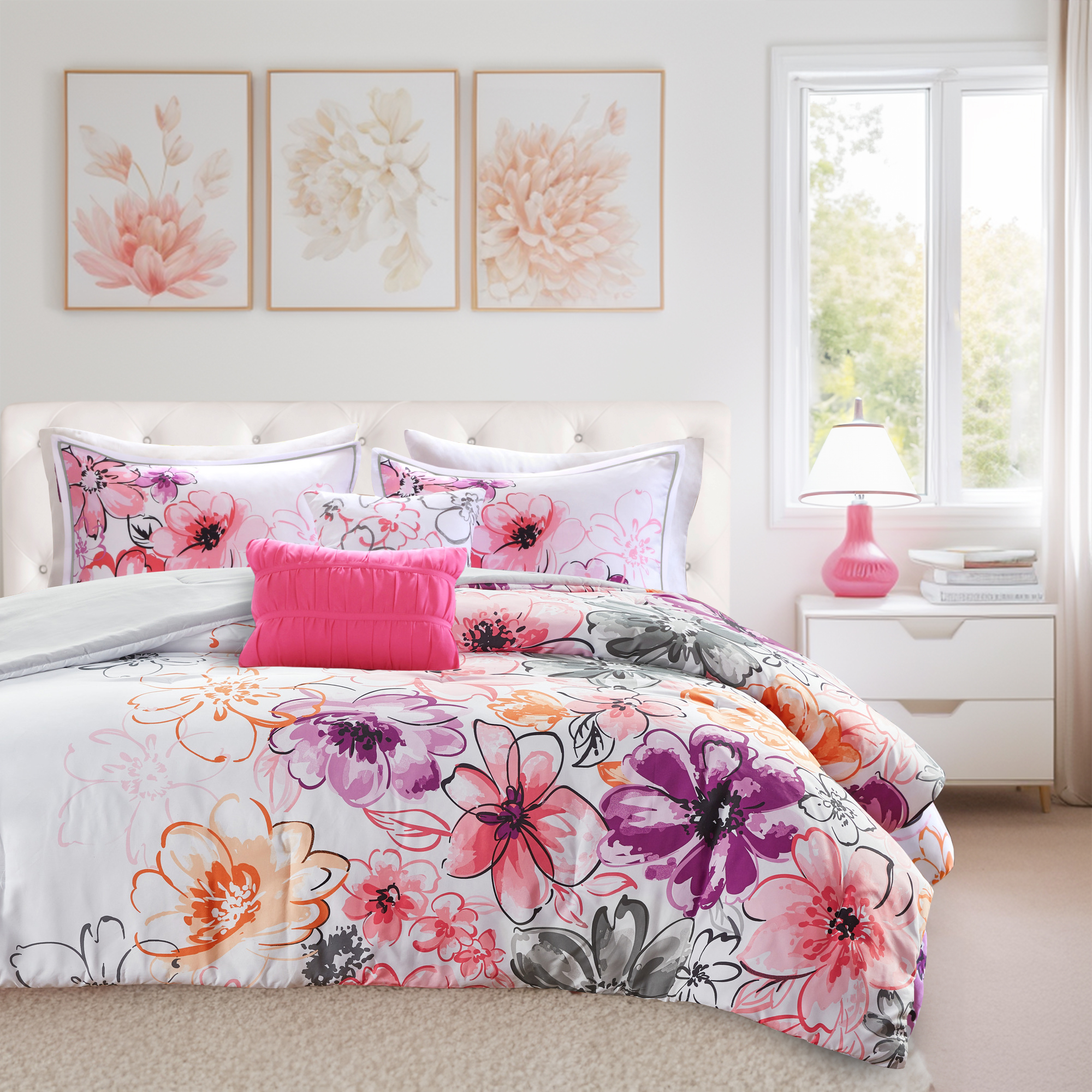 Grace Living Crue 8pc Full/Queen Bedding Comforter Set, Purple ...