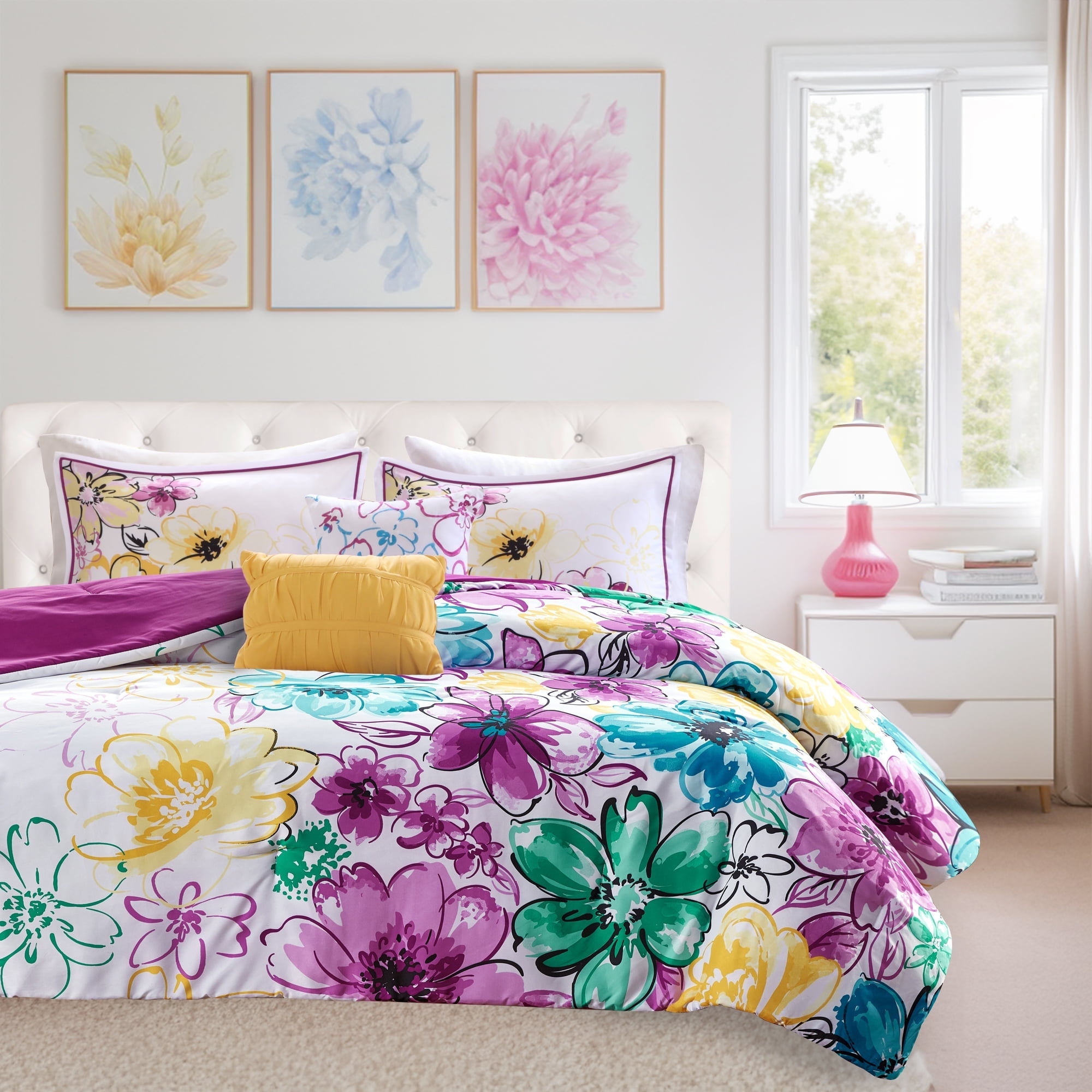 Intelligent Design Floral Comforter Set, Full/Queen, 5-Piece Vibrant ...