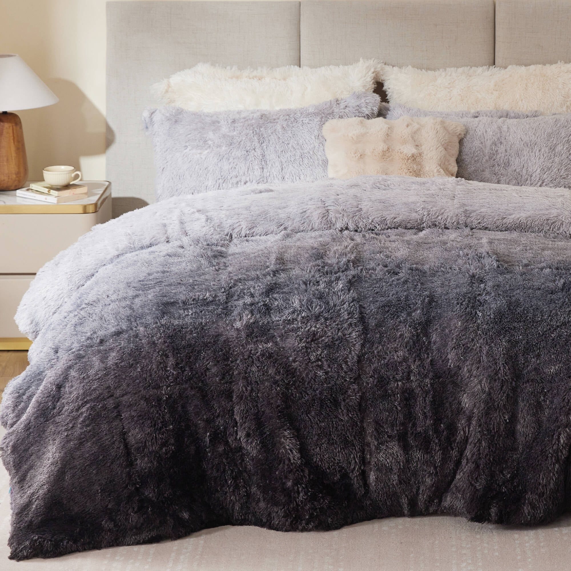 Intelligent Design King/Cal King Shaggy Faux Comforter Set, Long Fur ...